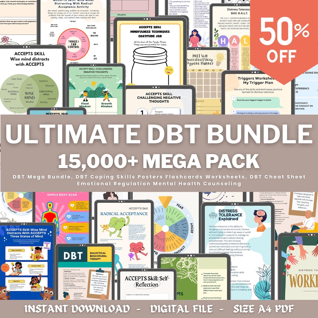 DBT Mega Bundle. Dialectical Behavior Therapy. Distress Tolerant Skills ...