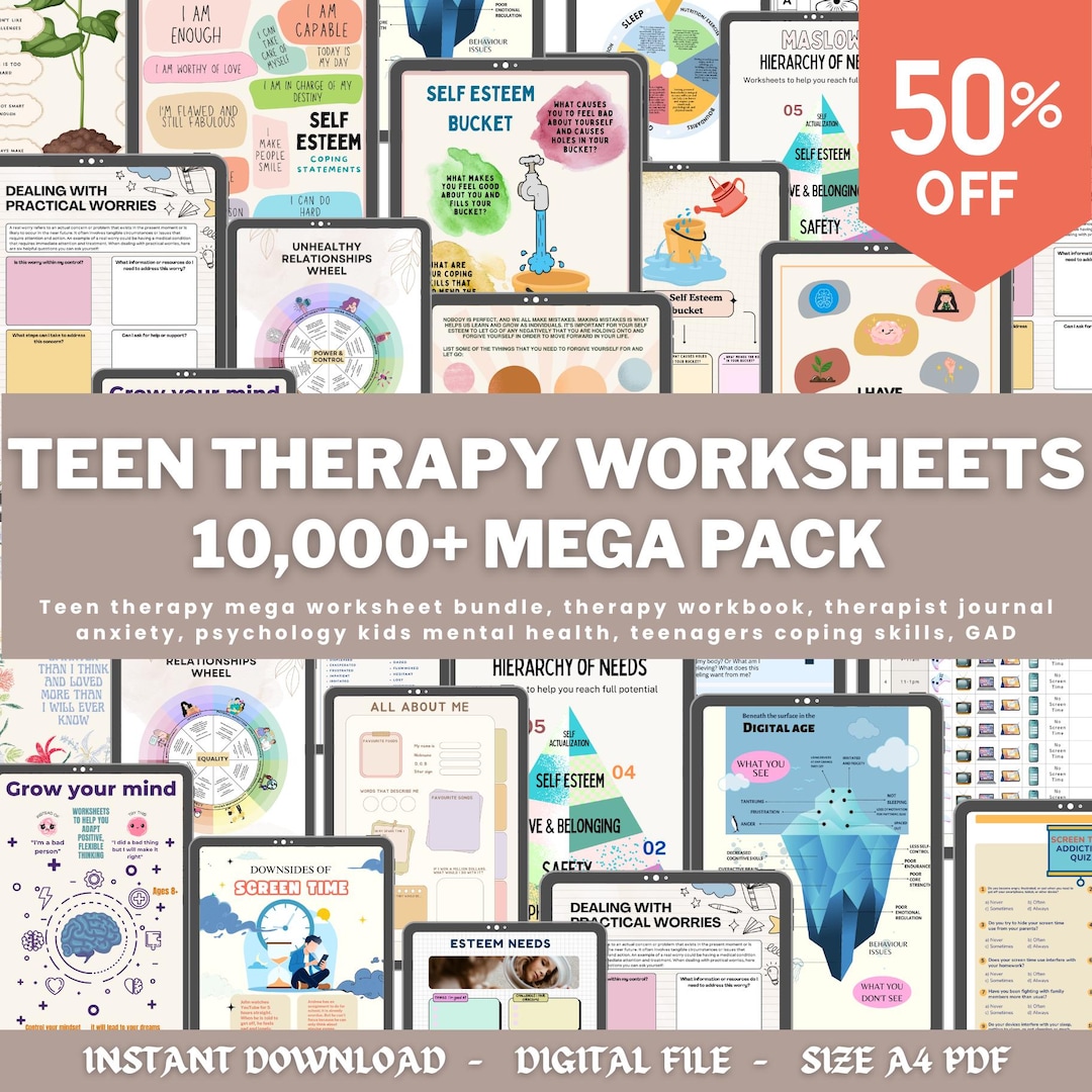 Teen Mental Health Mega Bundle, Therapy Worksheets, Healing Journey ...