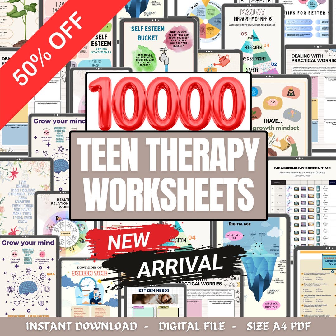 Teen Mental Health Mega Bundle, Therapy Worksheets, Healing Journey ...
