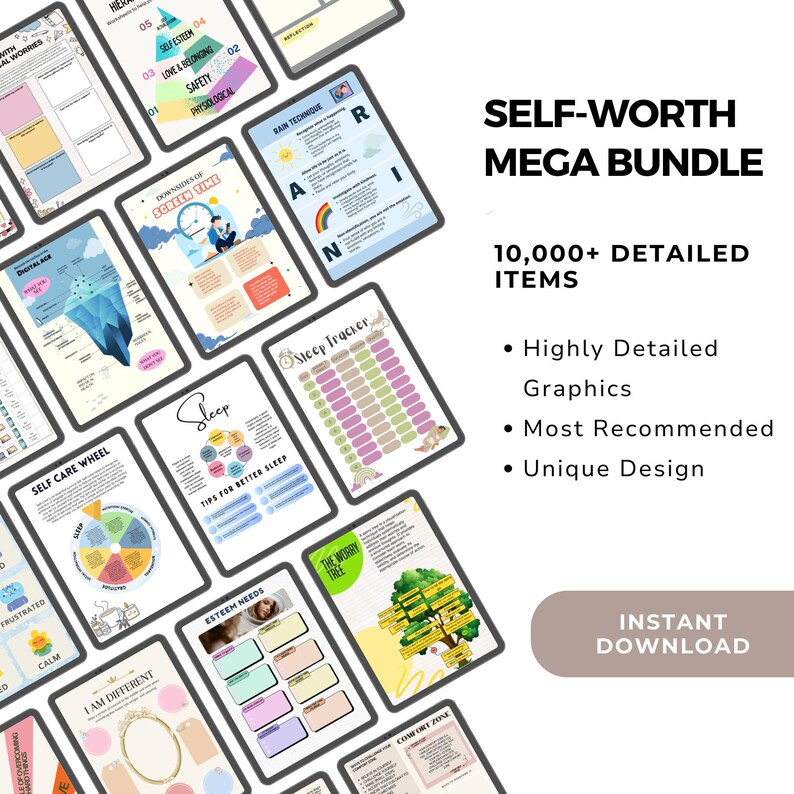Self Worth Worksheet Bundle, Self Esteem, Confidence, Teen Girls, Inner ...