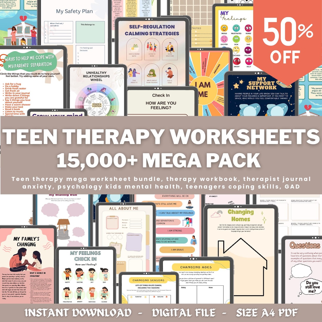Teen Mental Health Mega Bundle, Therapy Worksheets, Healing Journey ...
