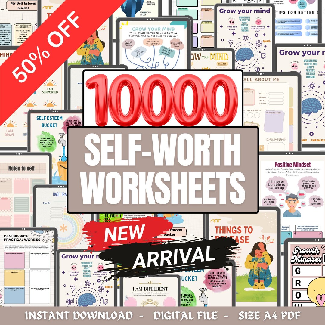 Self Worth Worksheet Bundle, Self Esteem, Confidence, Teen Girls, Inner ...