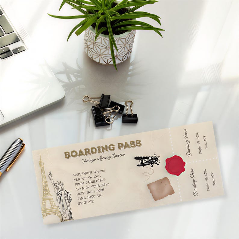 Vintage Boarding Pass Template: Surprise Trip Ticket (editable ...