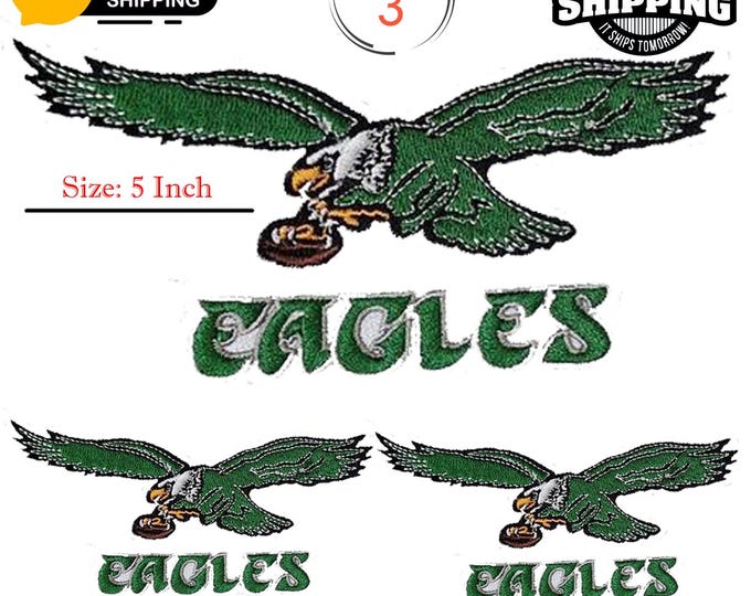 Lot of 3 Philadelphia Eagles Embroidered Jersey Patches – Iron-on / Sew ...