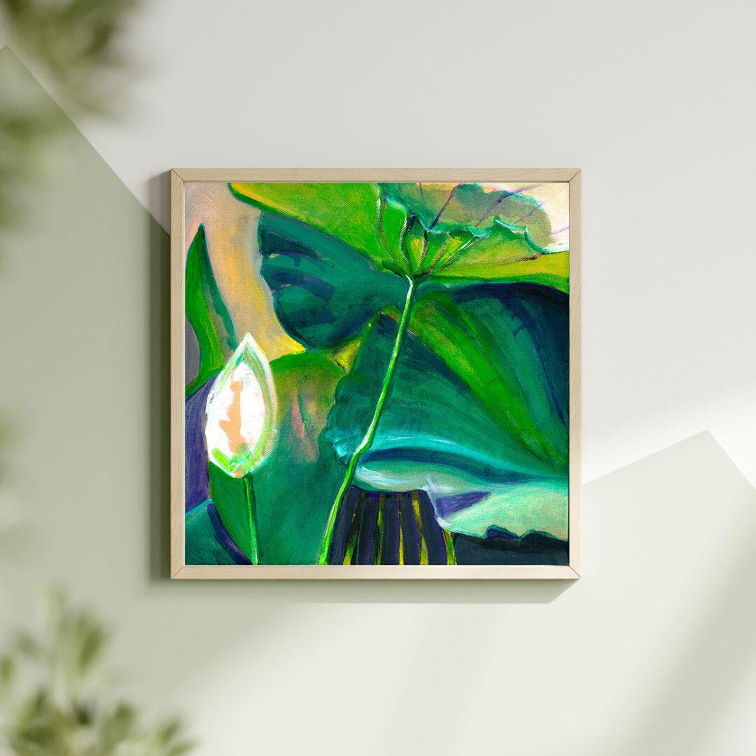 Lotus Bud Wall Art Printable |square Floral Painting | Meditation Wall ...