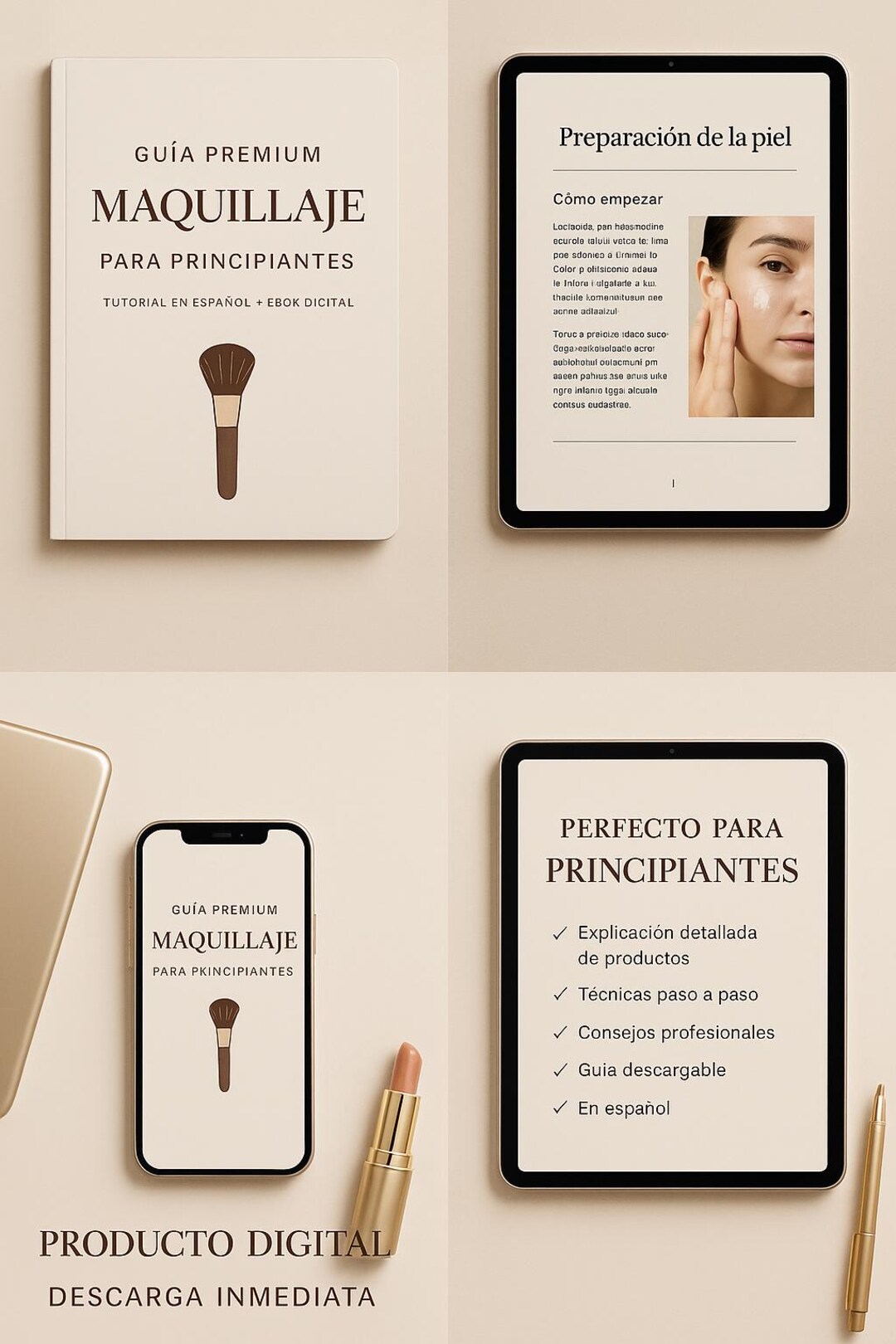 Premium Makeup Guide for Beginners | Digital Ebook in Spanish | Step-by ...