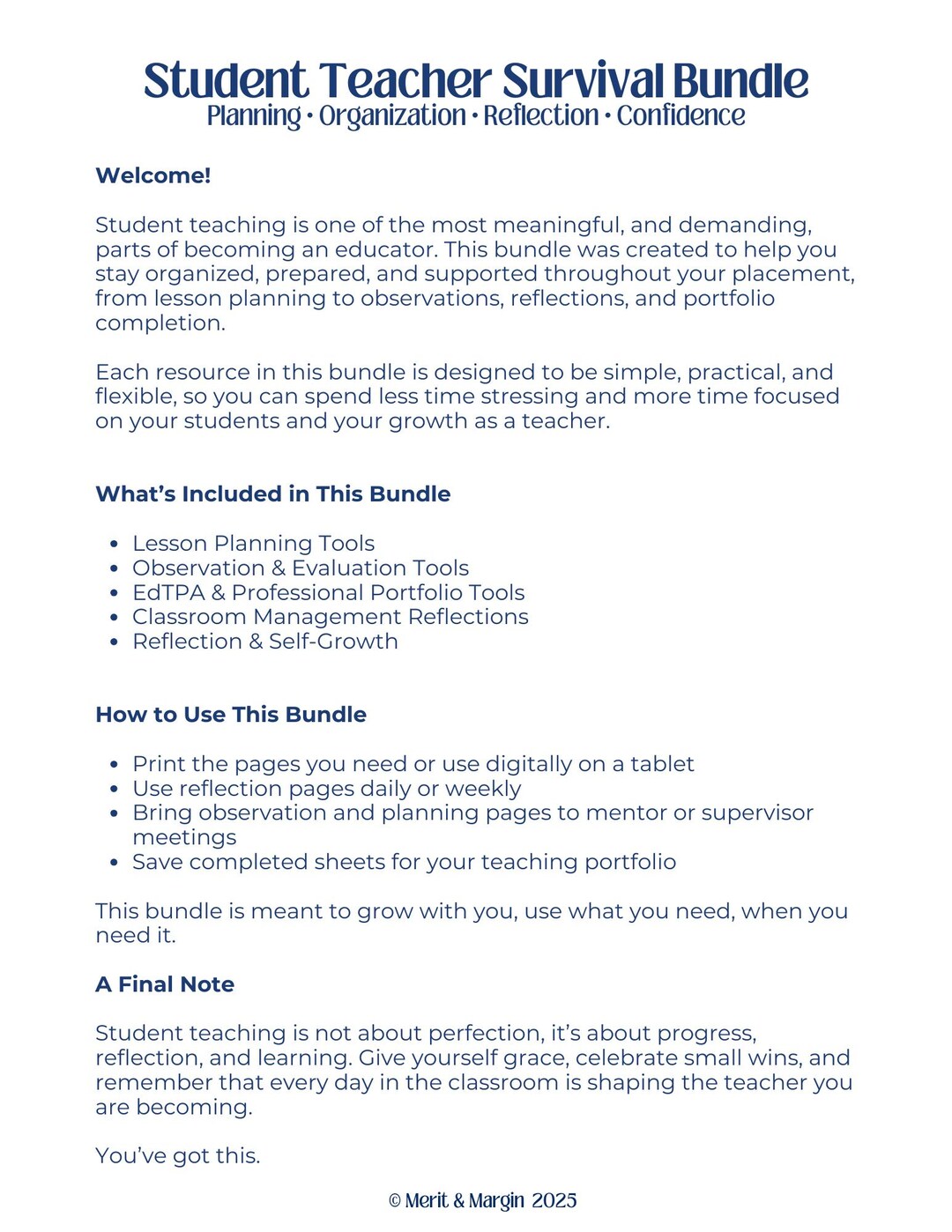 Student Teacher Survival Bundle | Lesson Plan, Observation Checklist ...