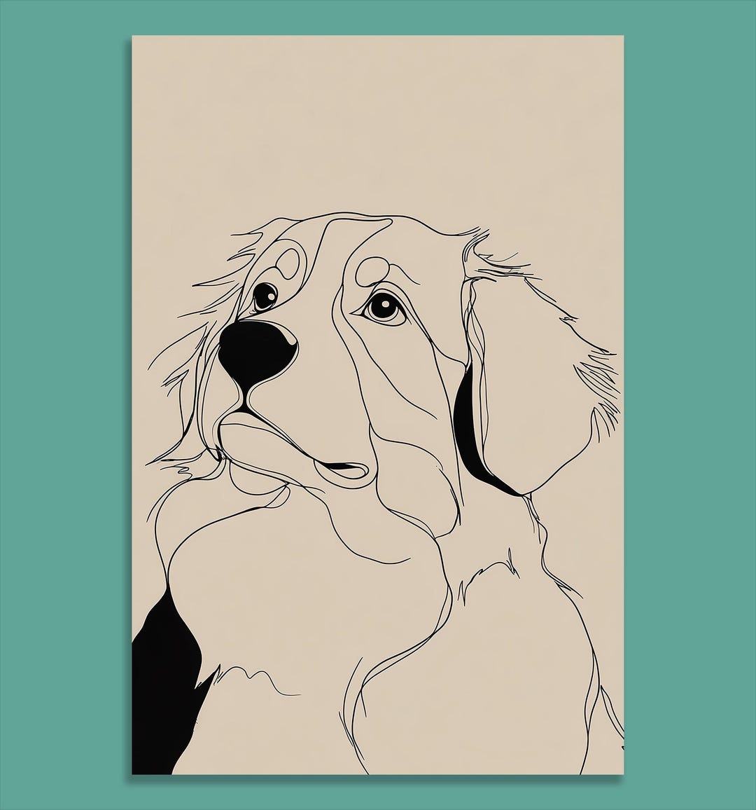 Bernese Mountain Dog Line Art Print | Minimalist Berner Wall Art ...