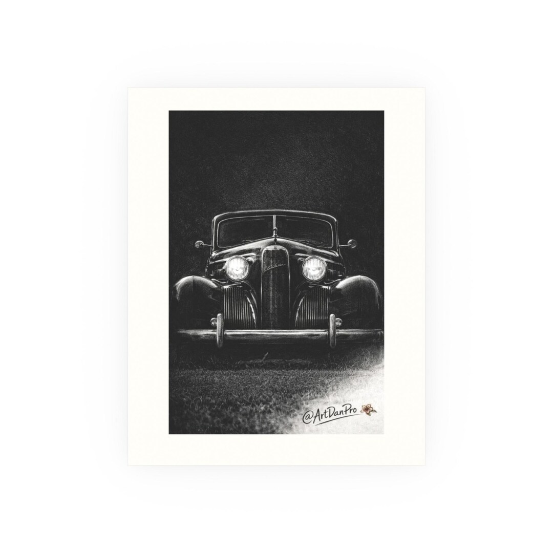 Packard Night Drive – Dark Vintage Car Art | Retro Noir Auto Poster ...