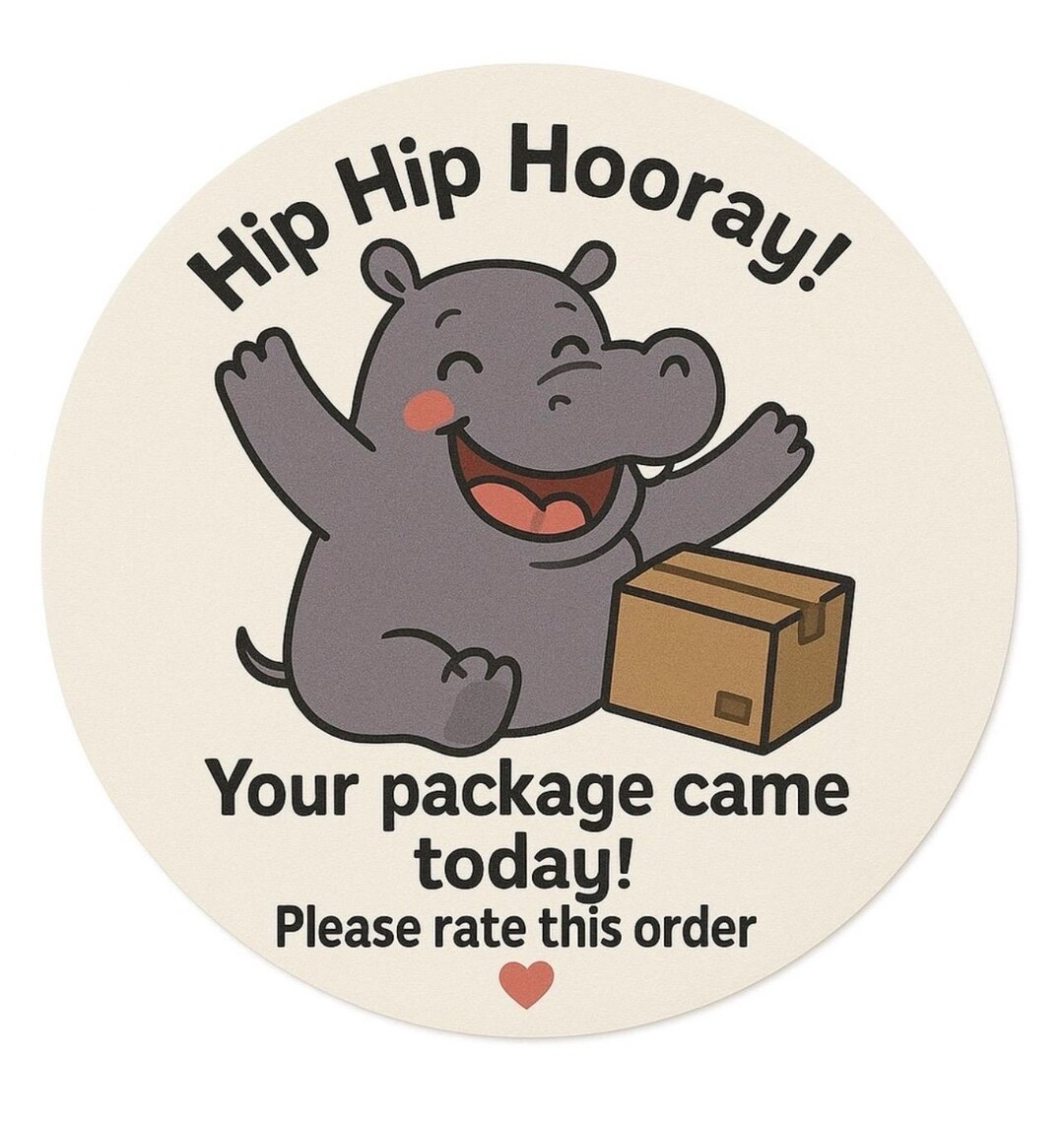 Hip Hip Hooray Hippo Sticker: 2-inch Small Business Packaging Label - Etsy