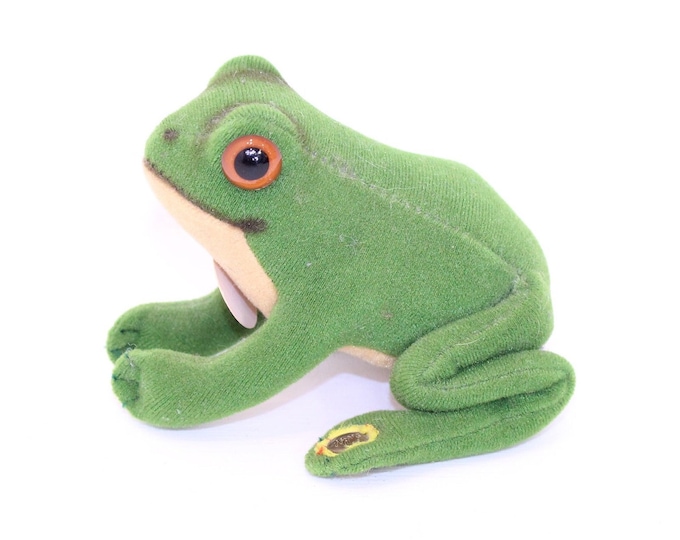 Vintage Steiff Frog Froggy Green Velvet Soft Toy With Button - Etsy