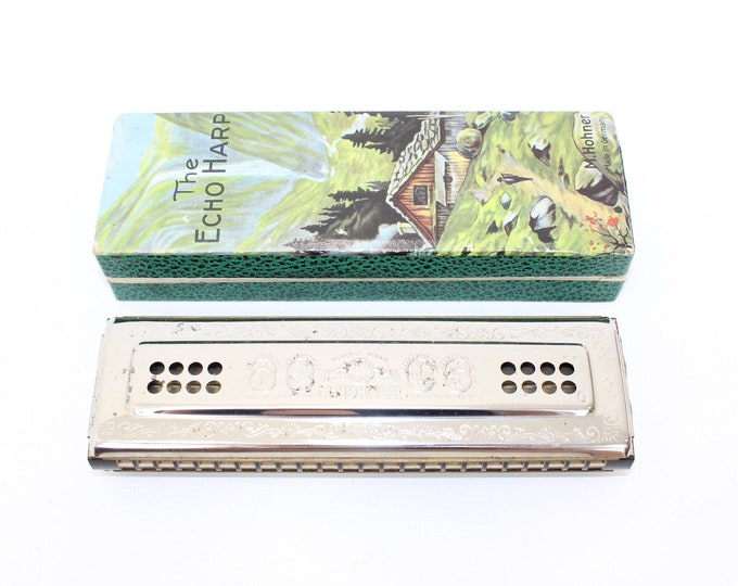 Vintage M Hohner Harmonica the Echo Harp Mouth Organ in Box Musical ...