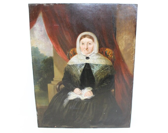Antique Victorian Portrait Oil Painting on Copper Lady Woman in ...
