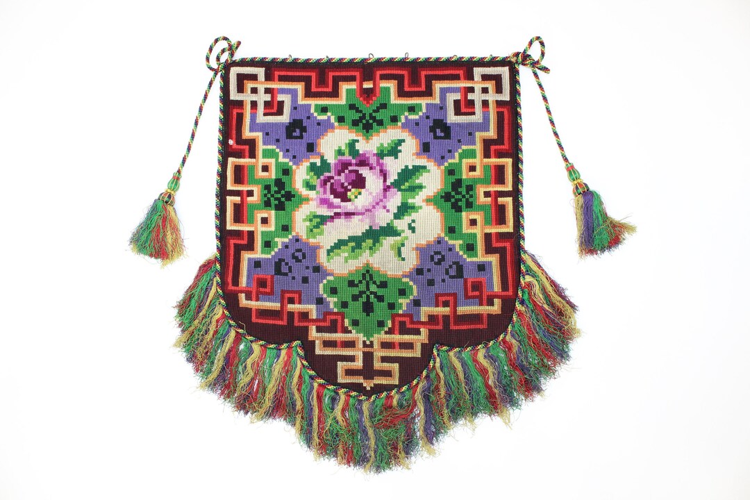 Antique Victorian Large Wool Needlepoint Fire Face Screen Panel ...