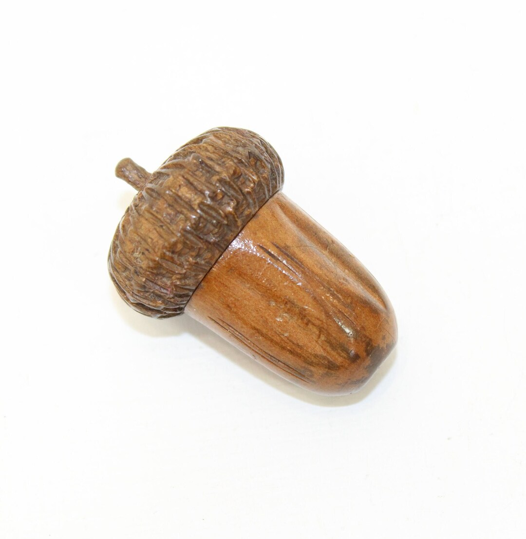 Antique Victorian Acorn Thimble Holder Carved Wood With Later Silver ...