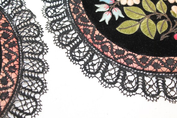Antique Victorian pair face screen hand fan embroider… - Gem