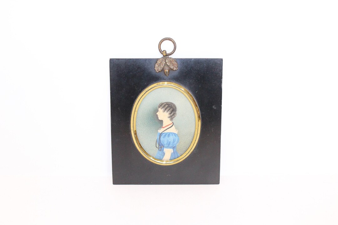 Antique Georgian Regency Miniature Portrait Painting of a Young Lady in ...