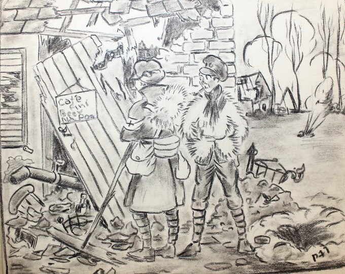 Antique Autograph Book Album Painting Drawing Poems Verses WW1 ...