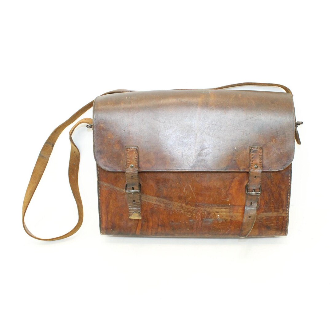 Vintage 1940s 1950s French PTT Postman's Leather Satchel Postal Service ...