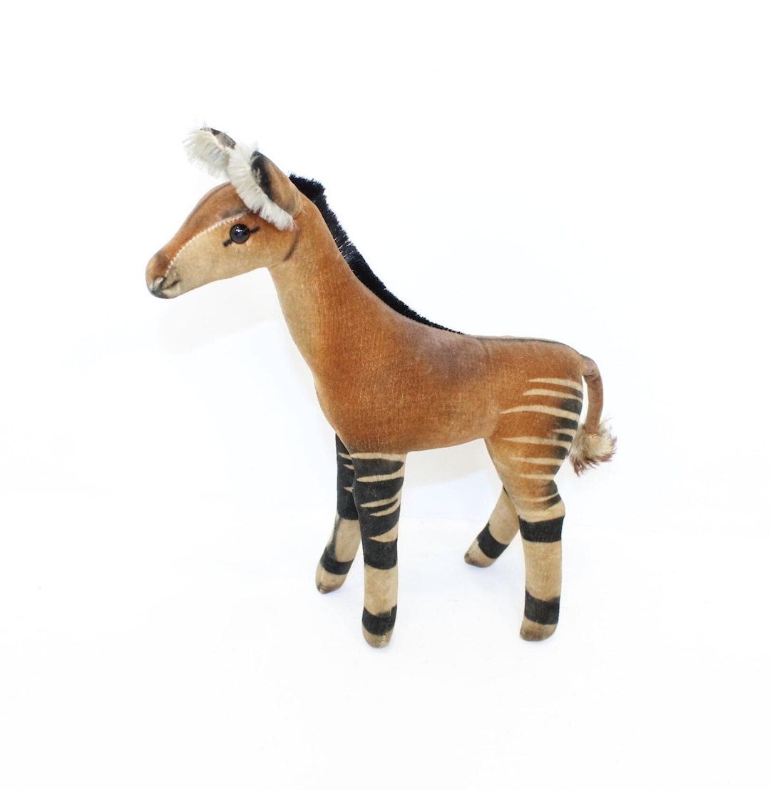 Vintage 1960s Large Steiff Okapi Velvet Soft Toy Wild Animal Plush 11 ...