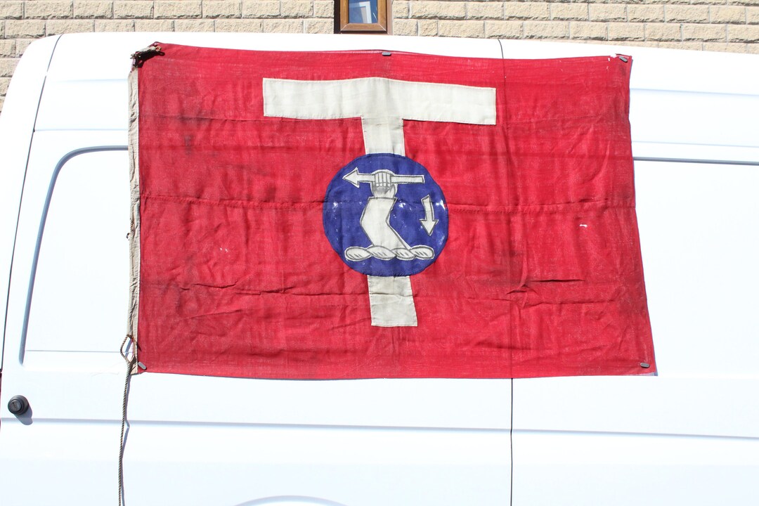 Antique Vintage Large Worn Old Flag Possibly Military WW1 WW2 Wall Art ...