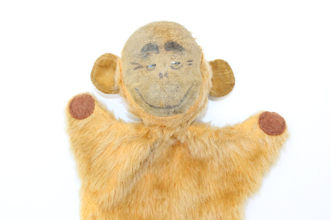 Vintage 1930s Rare Merrythought Monkey Gran Pop Hand Puppet Mohair and ...