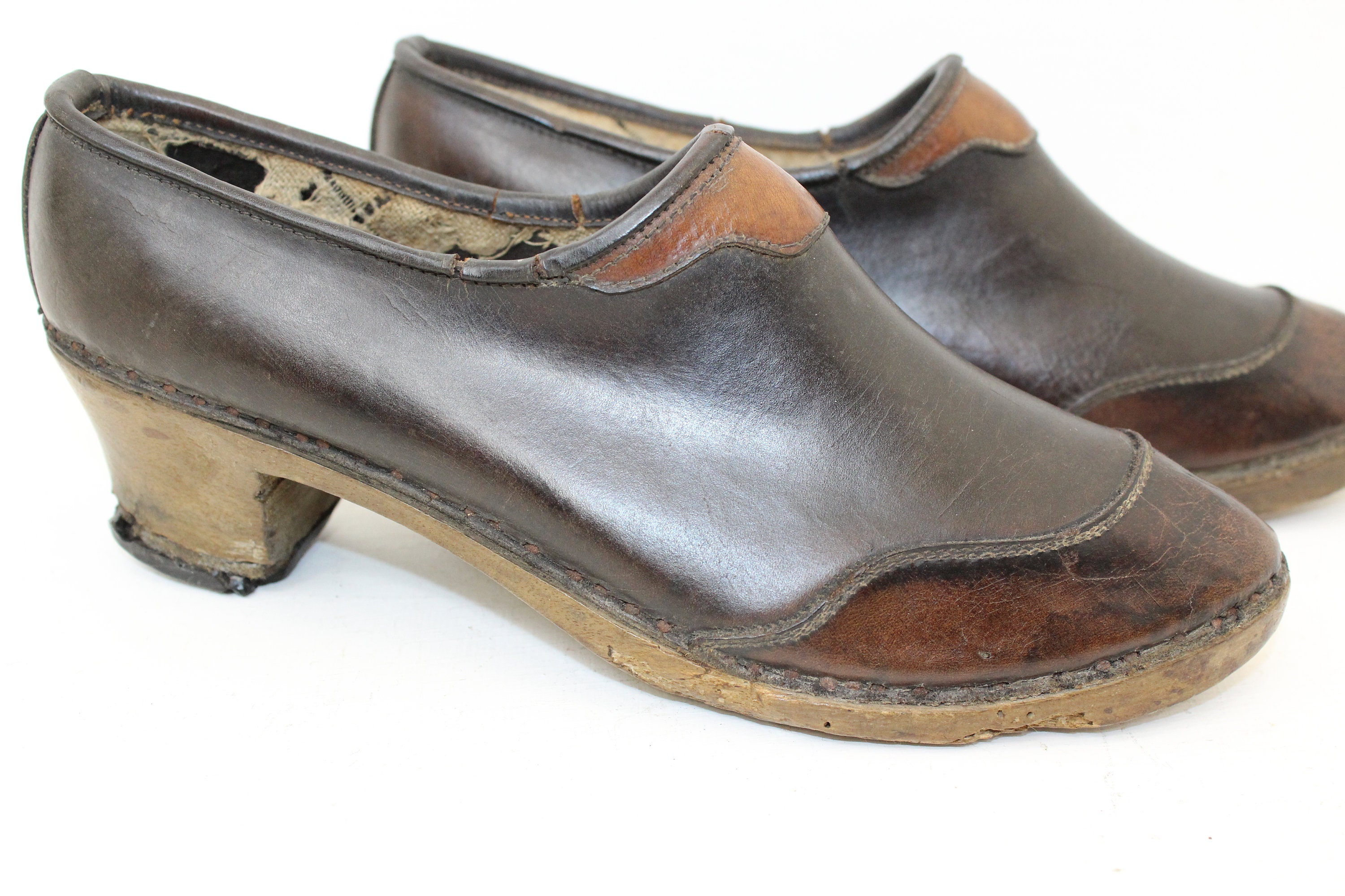 Antique Victorian Edwardian Ladies Clogs Shoes Leather With | Etsy
