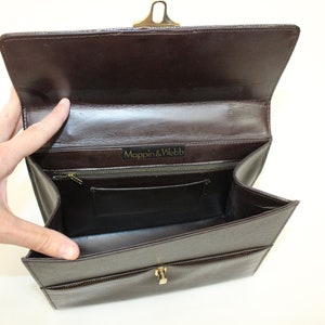 Vintage Mappin & Webb Real Lizard Skin and Brown Leather Handbag Grab ...