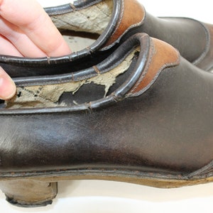 Antique Victorian Edwardian Ladies Clogs Shoes Leather With Thick ...