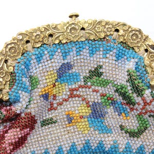 Antique Regency Beadwork Purse Beaded Floral Reticule Gilt Ormolu Frame ...