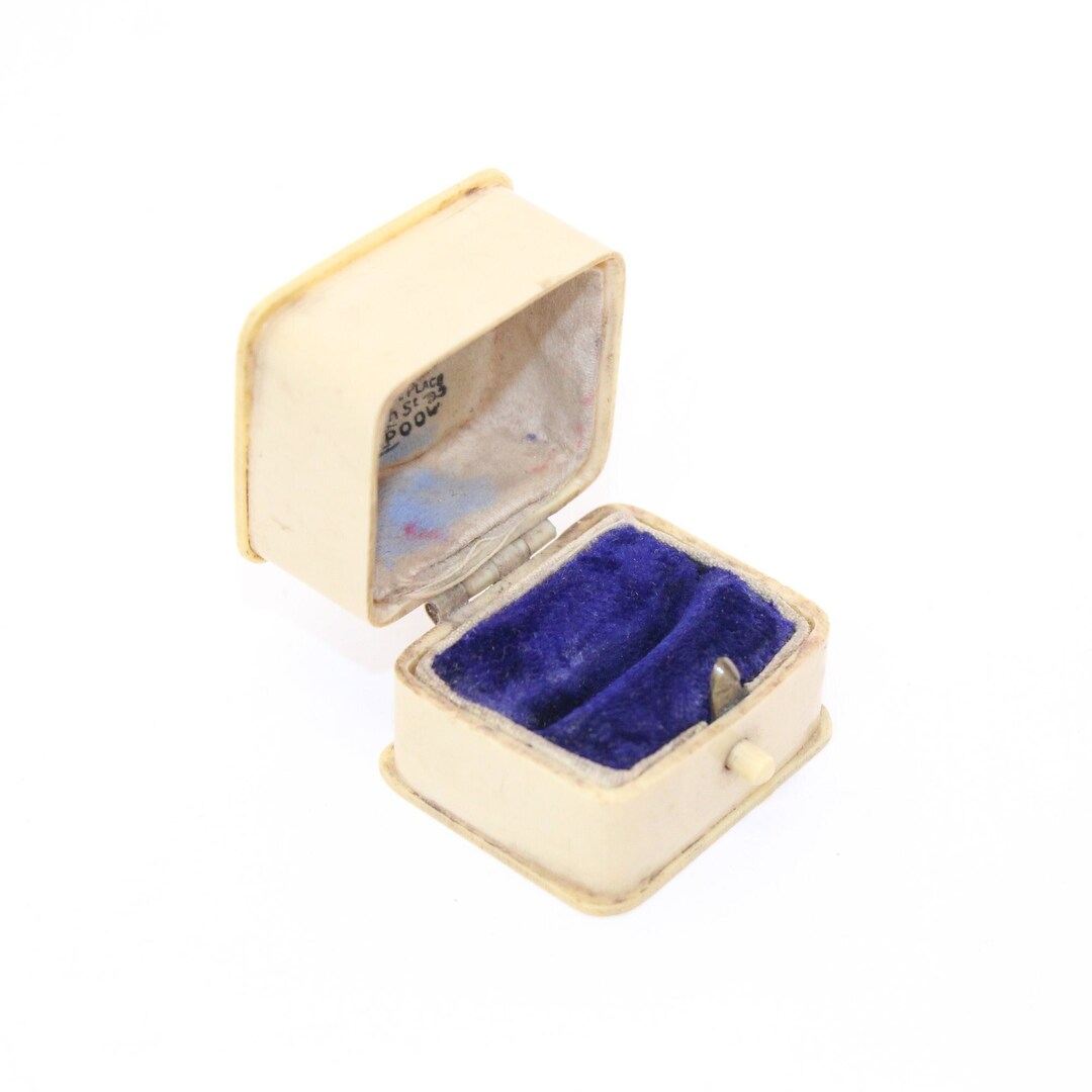 Antique 1920s Celluloid Ring Box Blue Velvet Lining - Etsy