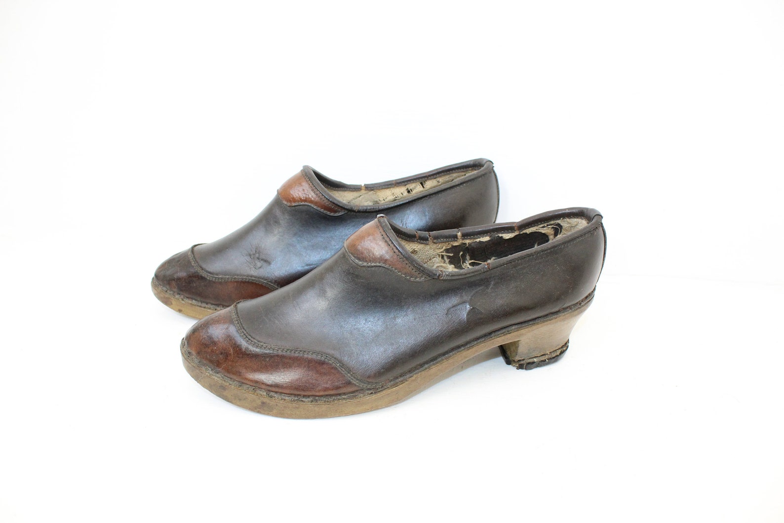 Antique Victorian Edwardian Ladies Clogs Shoes Leather With - Etsy