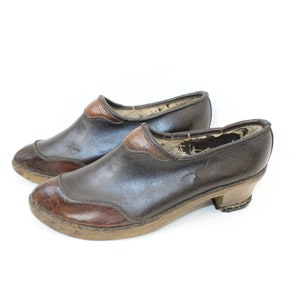 Antique Victorian Edwardian Ladies Clogs Shoes Leather With Thick ...