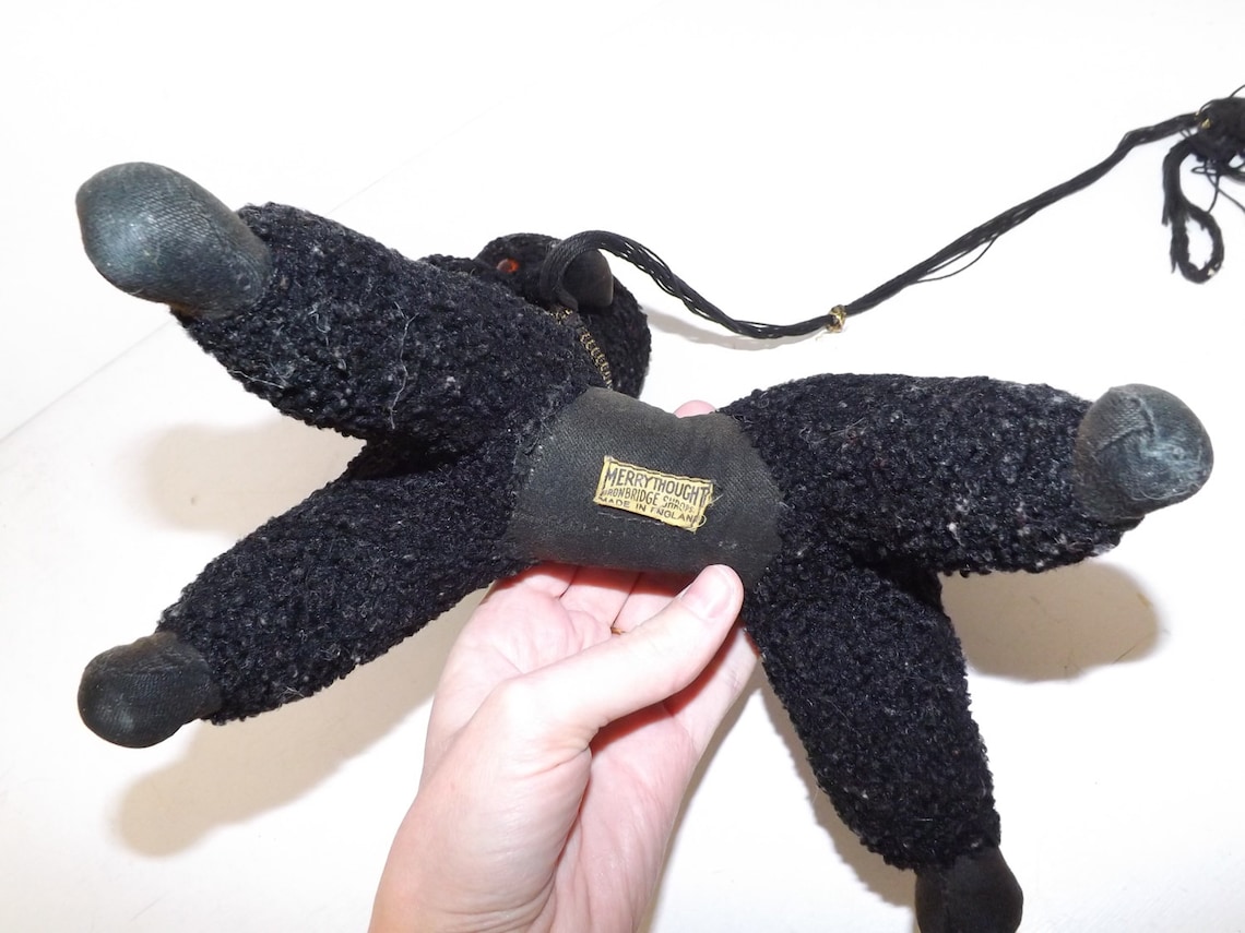 Vintage 1950s Merrythought Black Poodle Dog Soft Toy With Lead - Etsy