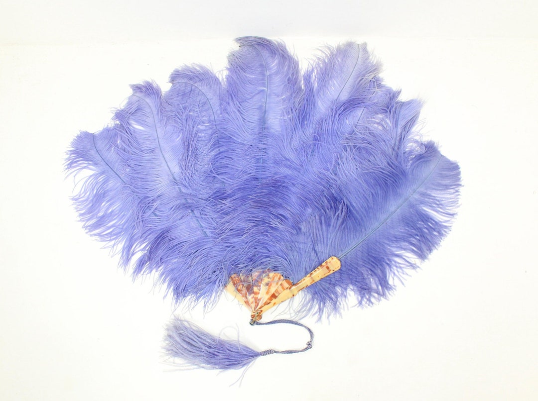 Vintage 1920s Huge Purple Real Ostrich Feather Fan Folding Hand Fan ...