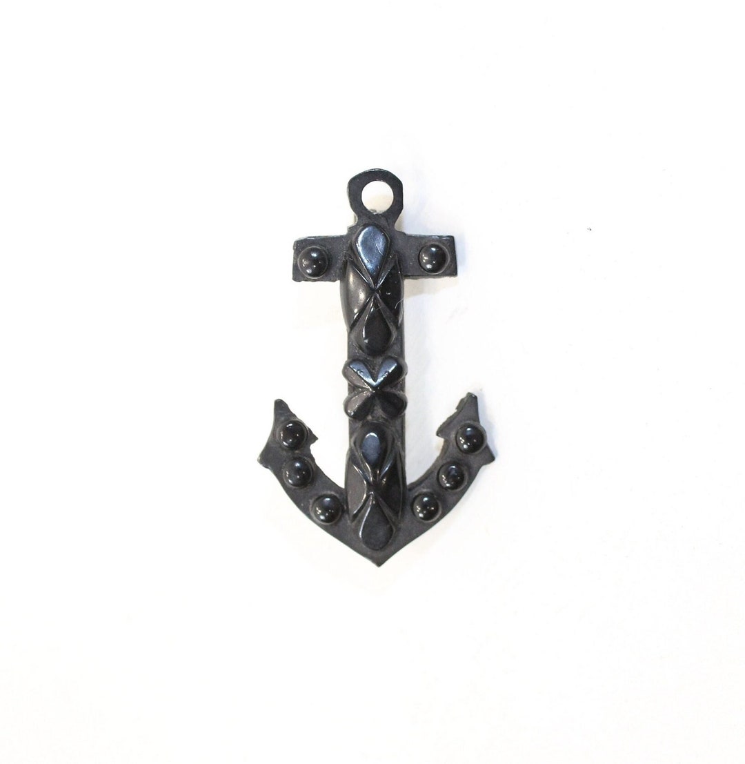 Antique Victorian Carved Pressed Horn Anchor Brooch Sailor Pin Made to ...