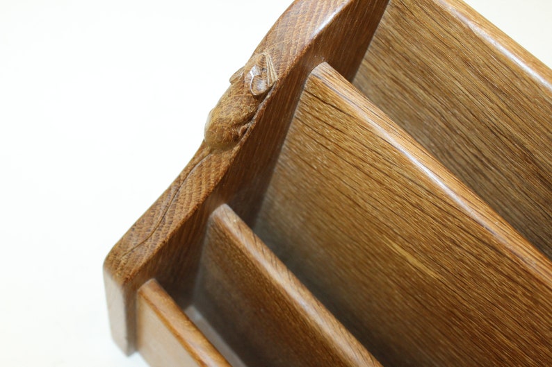 Vintage Mouseman of Kilburn Oak Letter Rack Robert Mouseman | Etsy UK