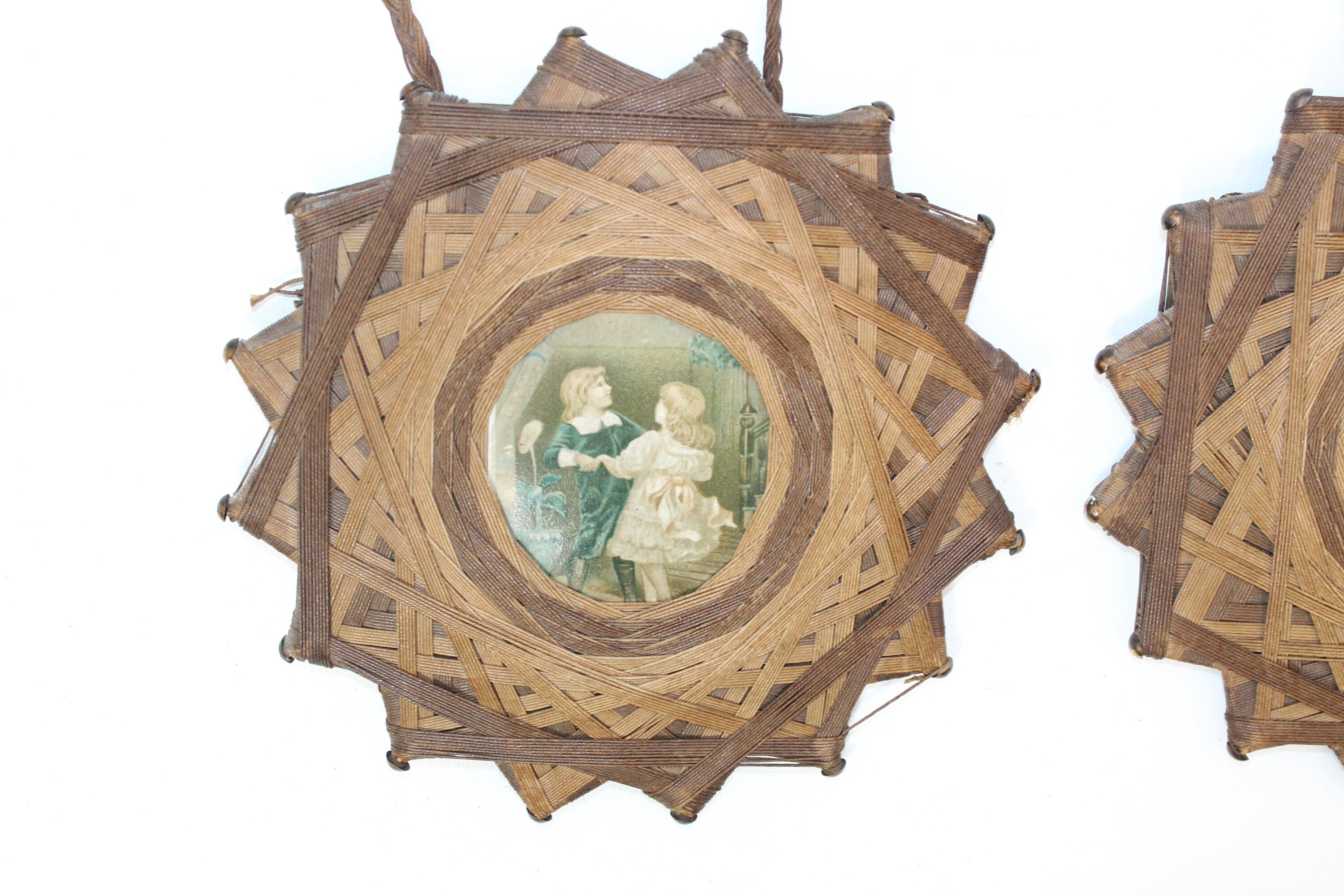 Antique Victorian Pair String Art Thread Frames With Prints of | Etsy