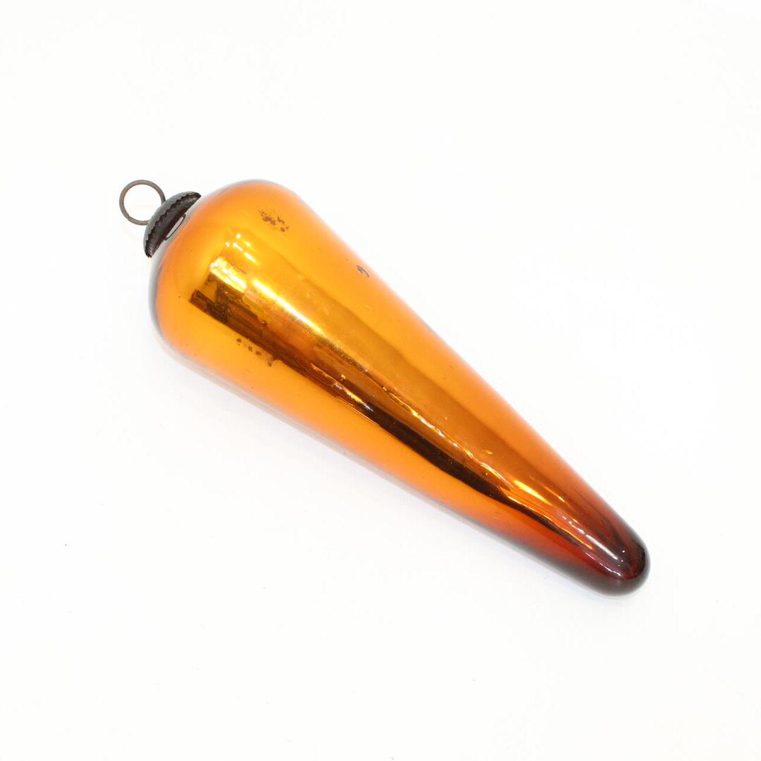 Antique Victorian Large 12" Mercury Glass Witches Ball Orange Tear Drop ...