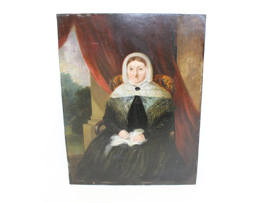 Antique Victorian Portrait Oil Painting on Copper Lady Woman in ...