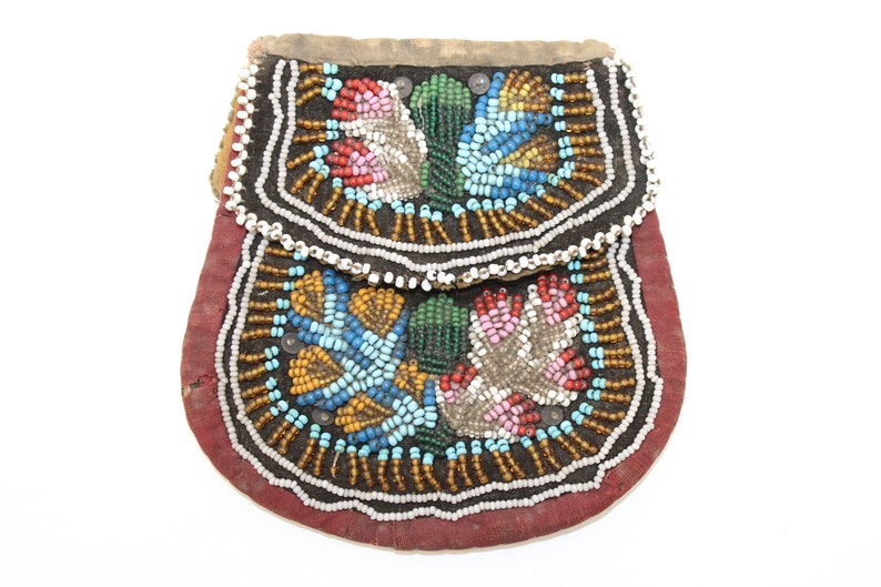 Antique Iroquois Native American Indian Beadwork Beaded Purse Pouch Bag ...