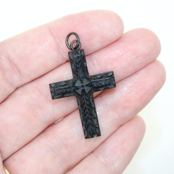 Victorian Mourning Cross Necklace - Etsy
