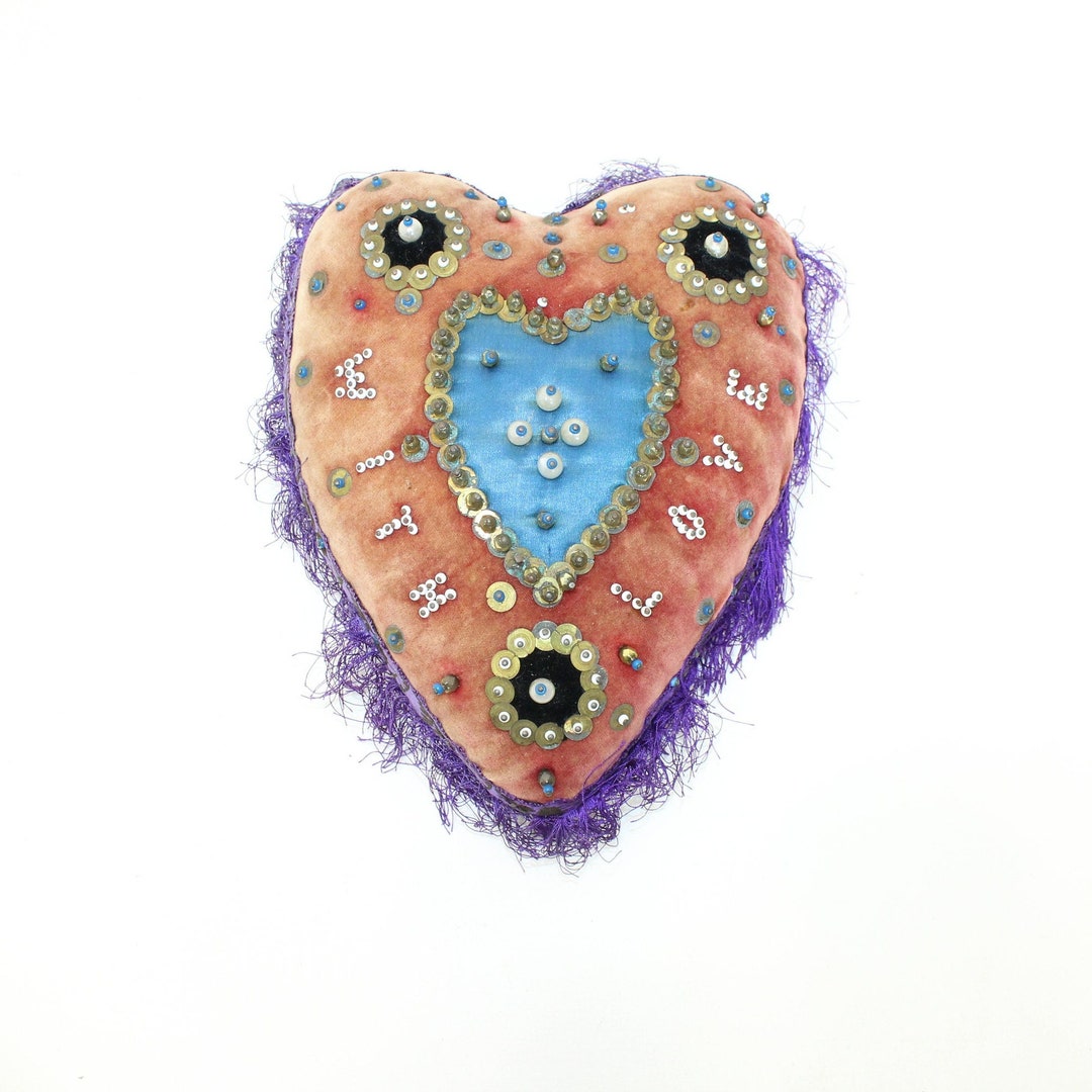 Antique Large WW1 Military World War Sweetheart Beaded Heart Pin ...