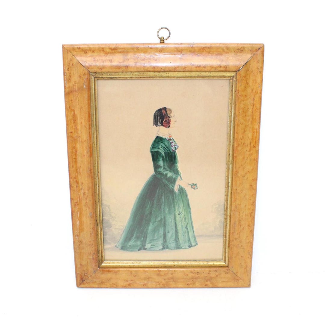 Antique Victorian Watercolour Lady Portrait Painting in Frame Circa ...