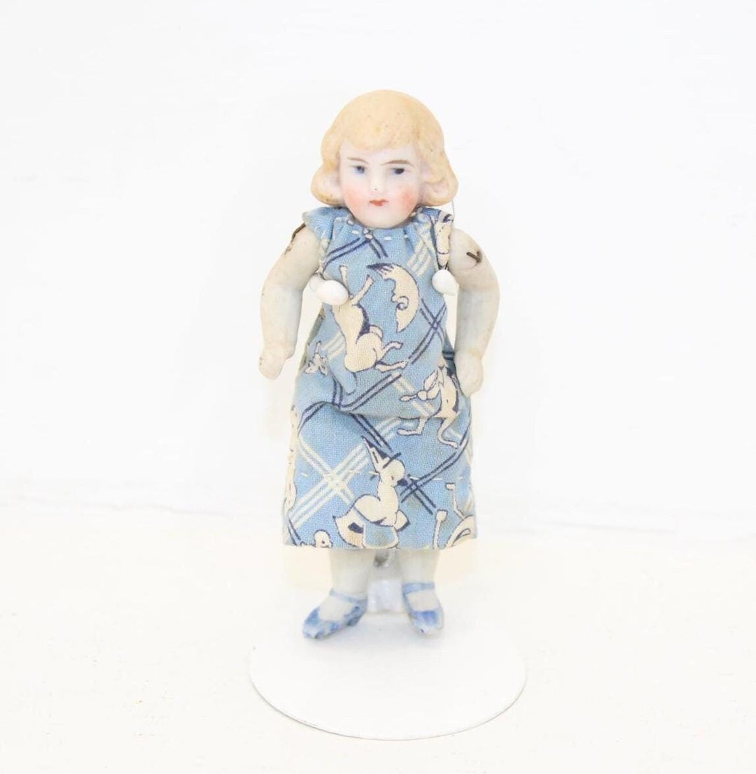 Antique Hertwig All Bisque Doll German Blonde Miniature Dolls House ...