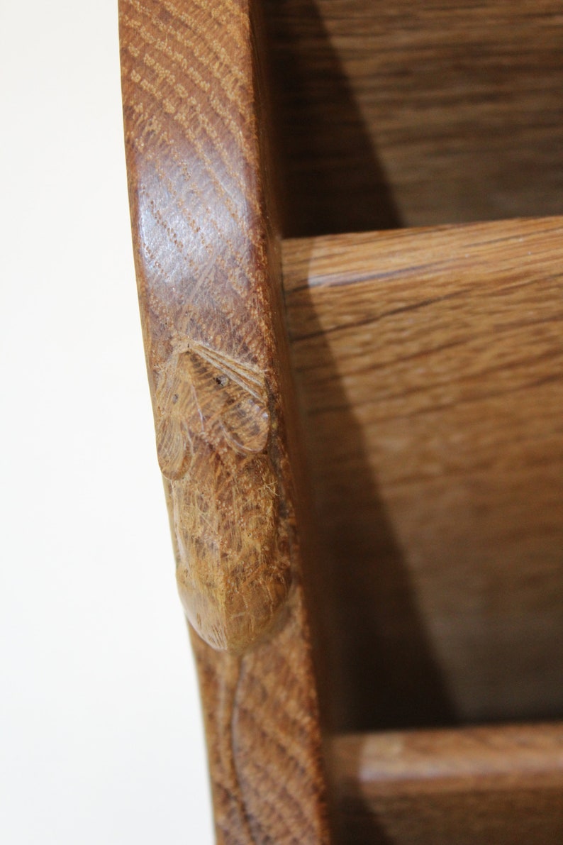 Vintage Mouseman of Kilburn Oak Letter Rack Robert Mouseman | Etsy UK