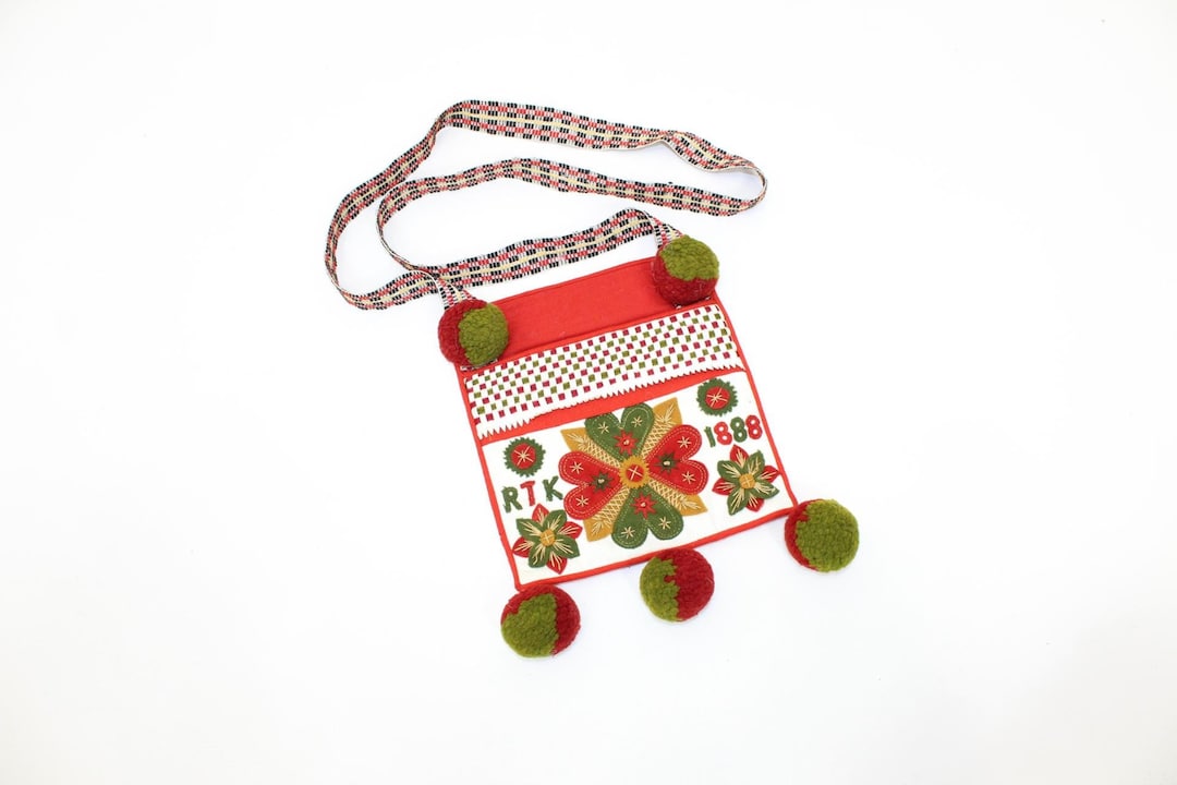 Antique Swedish Rattvik Bag Purse Embroidered Leather and Wool ...