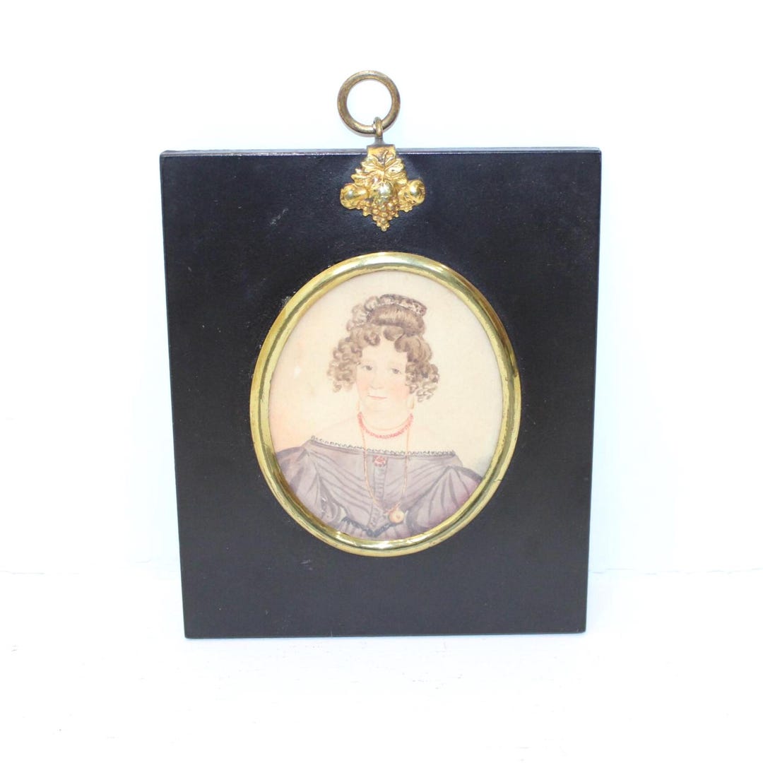 Antique Regency Miniature Lady Portrait Watercolour Painting in Frame ...