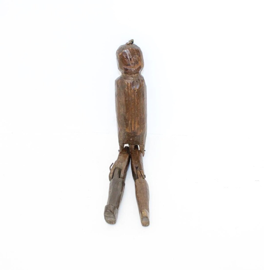 Antique Primitive Jig Doll Carved Wooden Dancer Folk Art Jointed Limbs ...