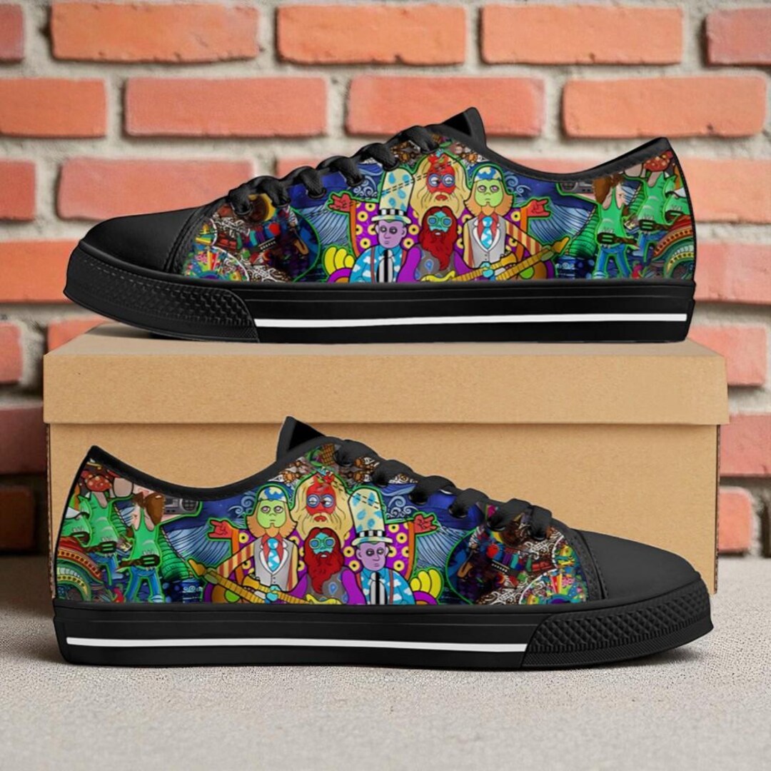 Hand-painted Psychedelic Character Art Canvas Shoes – Colorful Trippy ...
